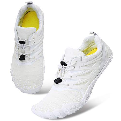 L-RUN Mens Breathable Beach Aqua Socks Quick Dry White M US (Women 12, Men 10)=EU43