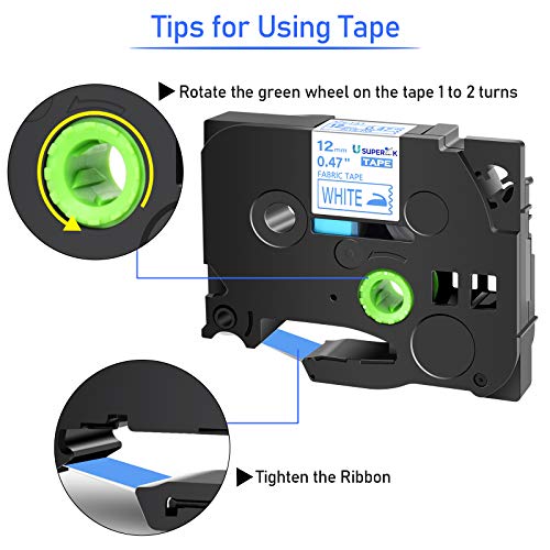 USUPERINK 10 Pack Compatible for Brother TZe-FA3 TZe FA3 TZ-FA3 TZFA3 Navy Blue on White 1/2'' 12mm x 10ft 3m Iron-on Fabric Textures Clothing Label Tape use in PT-D210 D400 D600 Label Maker