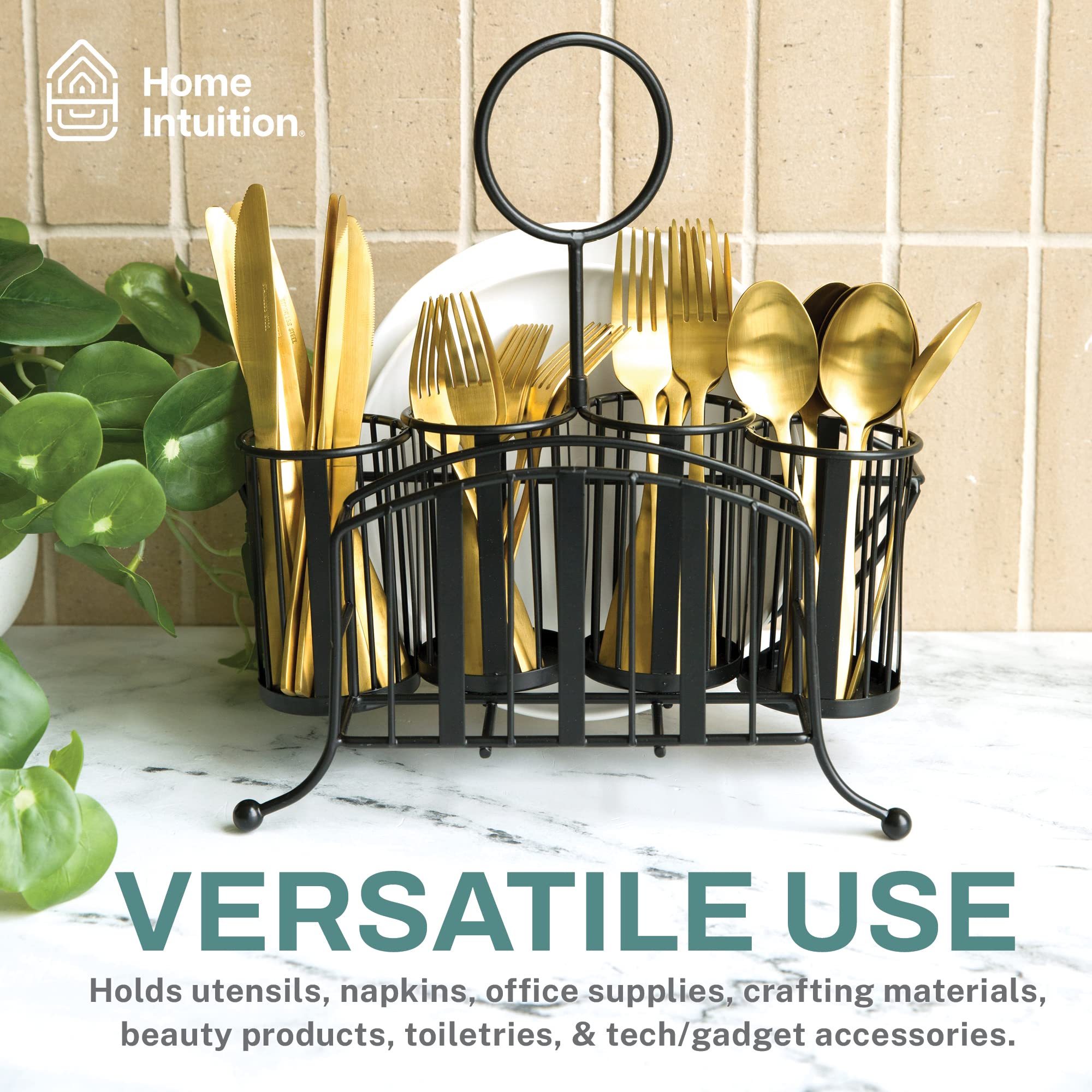 Home Intuition Picnic Caddy - Silverware Caddy Utensil Holder for Party - Plate and Utensil Caddy for Parties - Cutlery and Flatware Holder for Outdoor Table, Camping, BBQ, Countertop