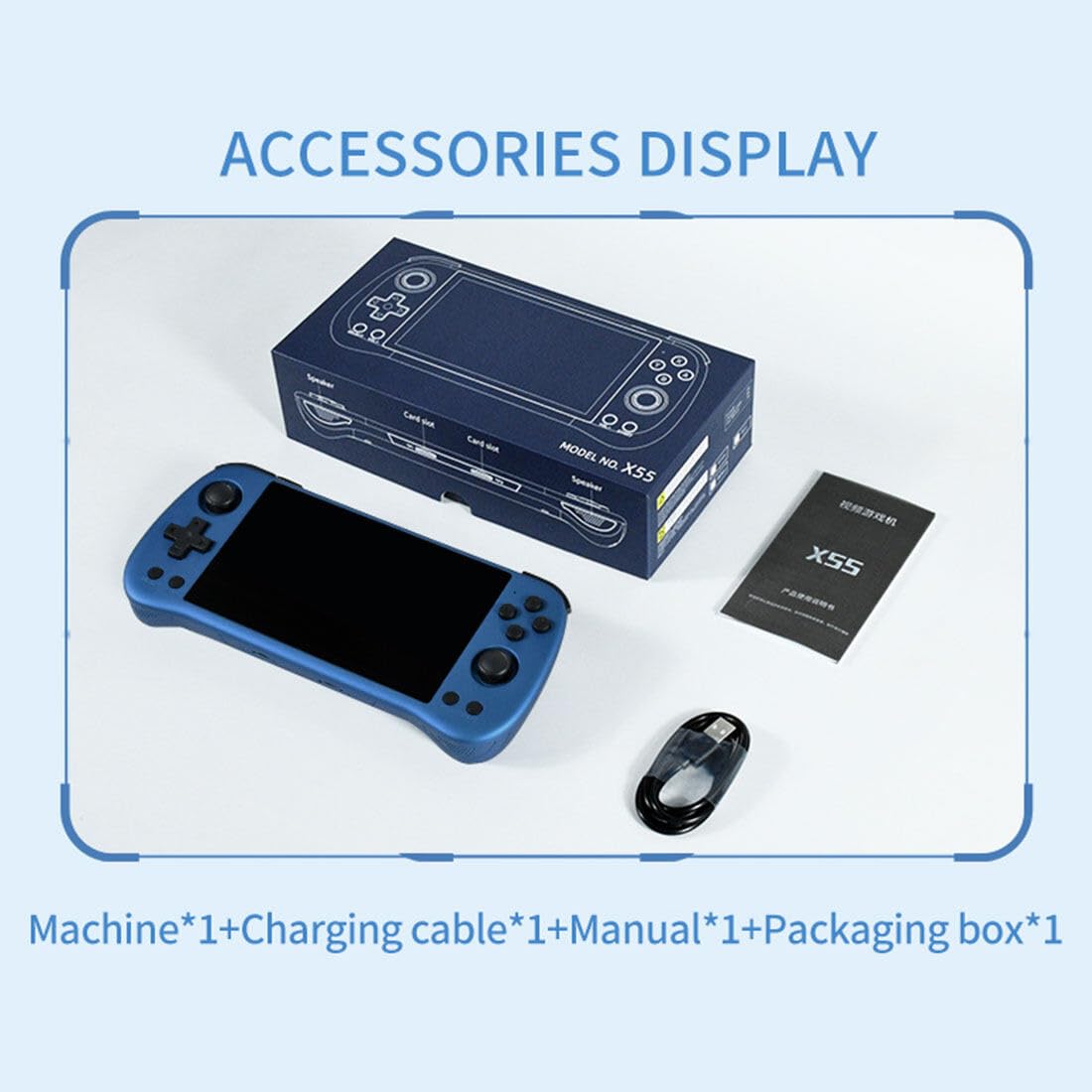 Powkiddy X55 Handheld Retro Game Console with 30000 Games, 5.5-Inch Game Arcade Video Gaming Console ( 16G+256G Black) Handheld Emulator - 2023 Latest Version