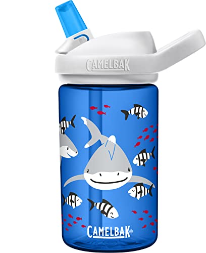 CamelBak Eddy+ 14 oz Kids Water Bottle with Tritan Renew ā Straw Top, Leak-Proof When Closed, Friendly Sharks