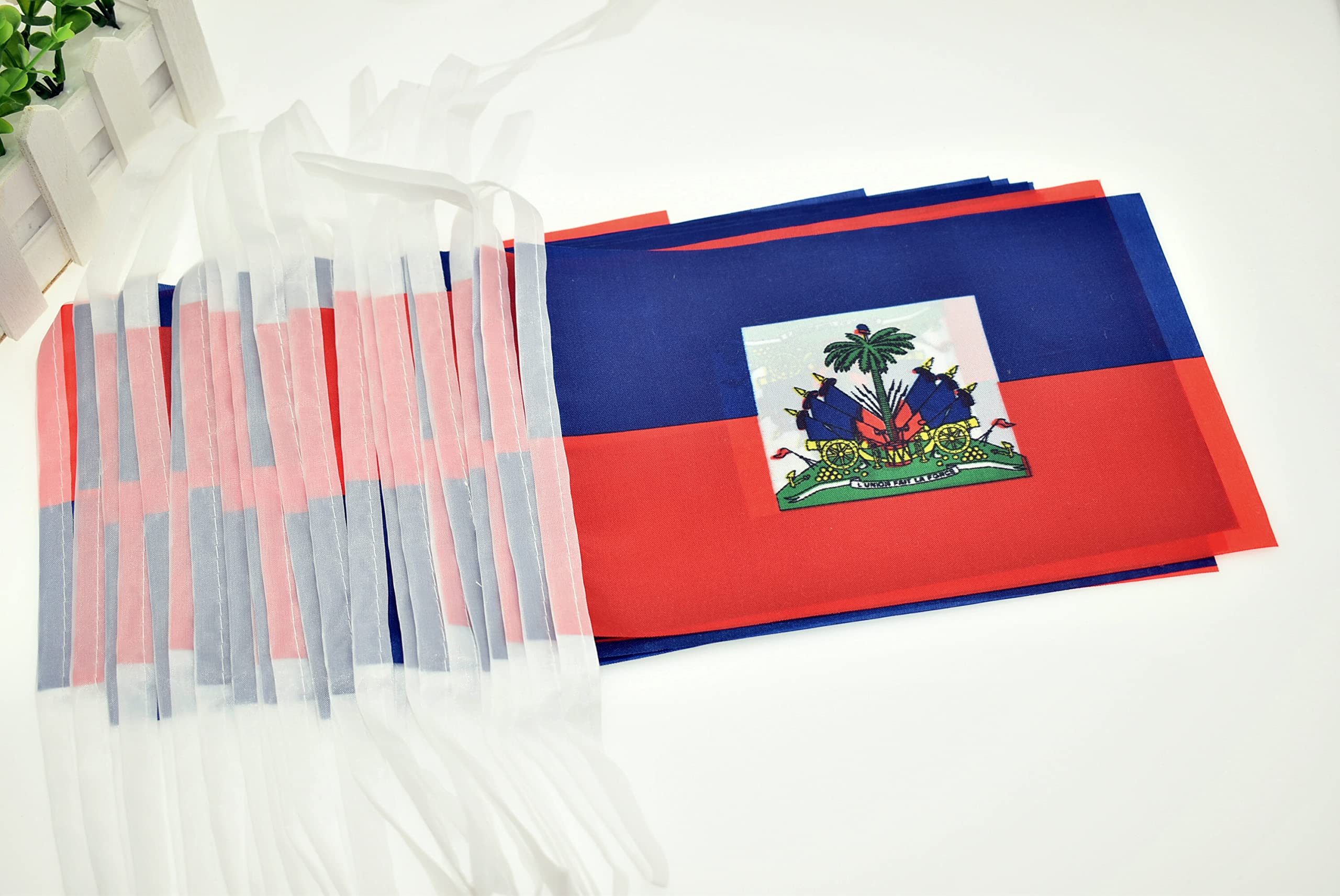 Ckexin Haiti Flags Haitian Small String Pennant Banner Hanging Flags Decorations