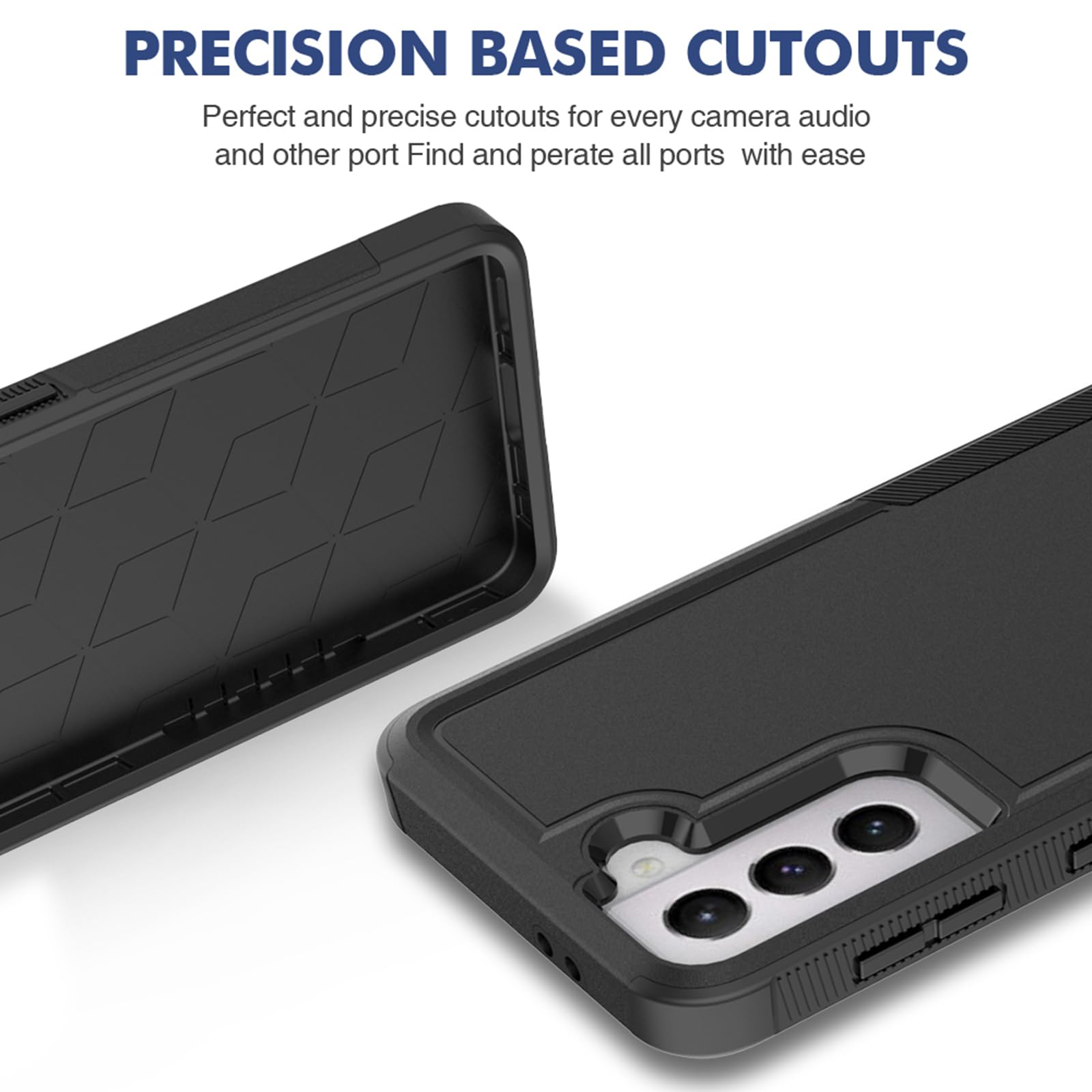 for Samsung Galaxy S21 Case: Dual Layer Protective Heavy Duty Cell Phone Cover Shockproof Rugged with Screen Protector - Military Protection Bumper Tough - Samsung Galaxy S21 5G 2021, 6.2 inch, Black