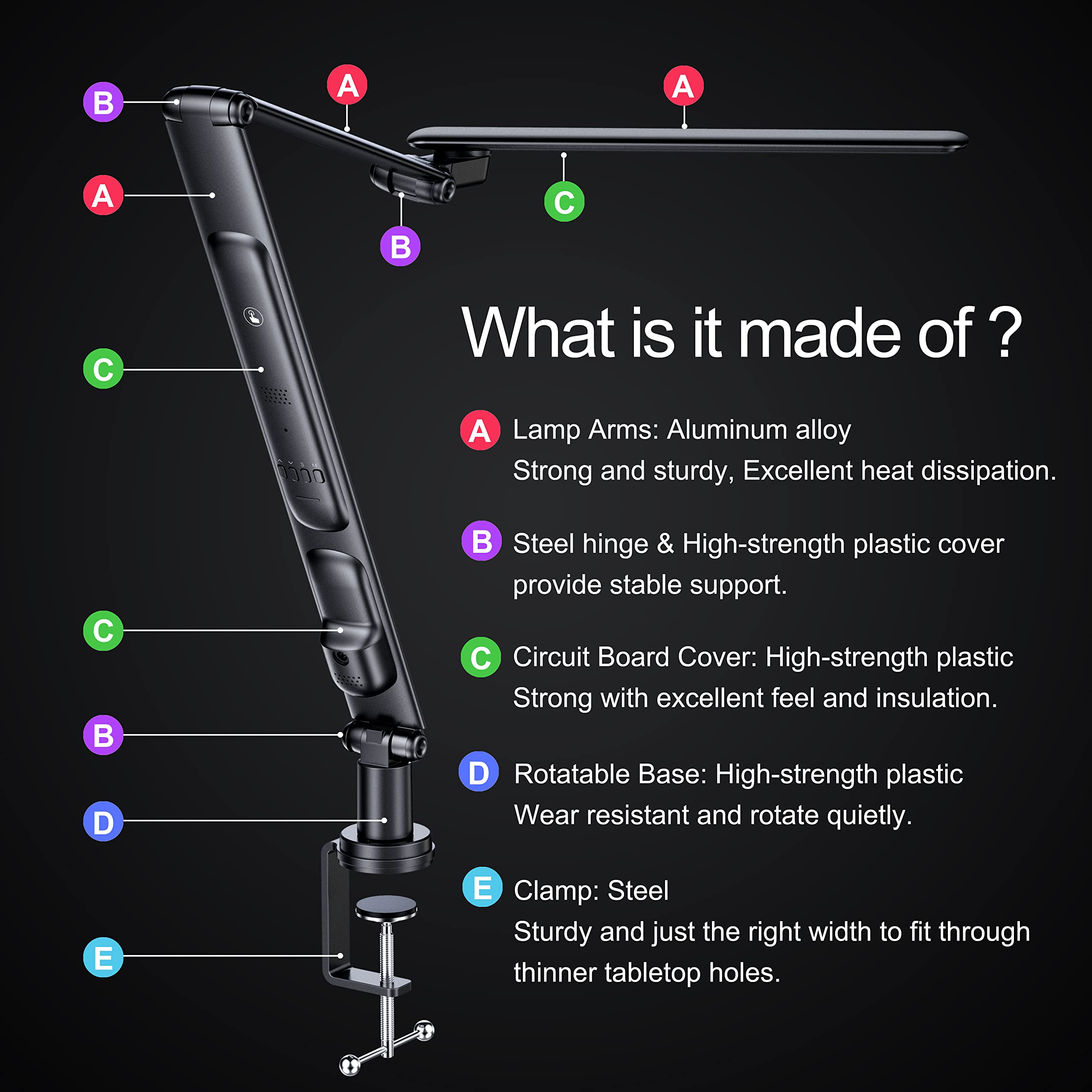 Yeslamp Evo Adjustable LED Desk Lamp, Professional Grade Table Light with 6 Axis Swing Arm, Video Conference Lighting, Architect Desk Lamp, Natural Spectrum Lights for Painting, Reading, Home Office