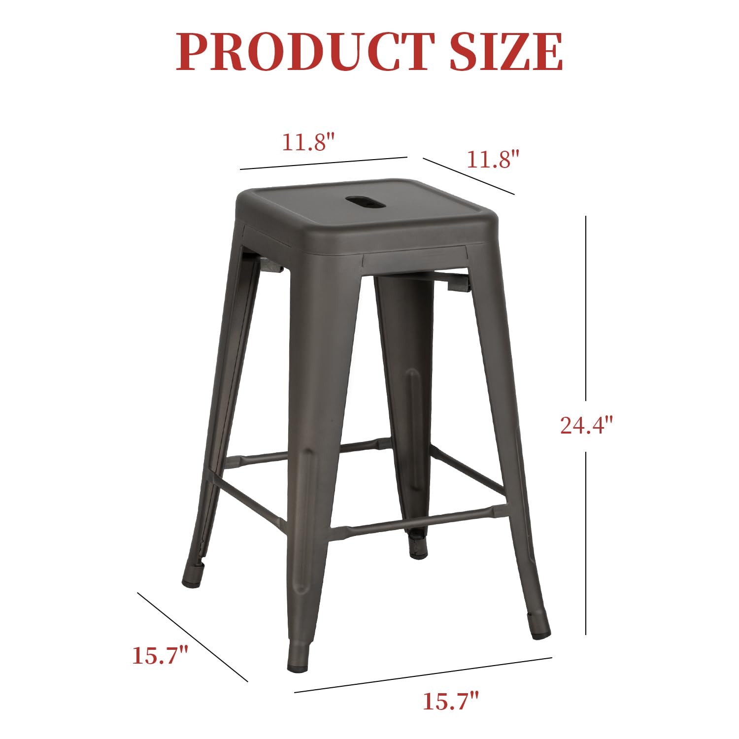 FDW Metal Bar Stools Set of 4 Counter Height Bar Stools 24 Inches Industrial Bar Chairs Patio Stool Stackable Backless Stool Indoor Outdoor Metal Kitchen Stools Bar Chairs (Bronze, 24")
