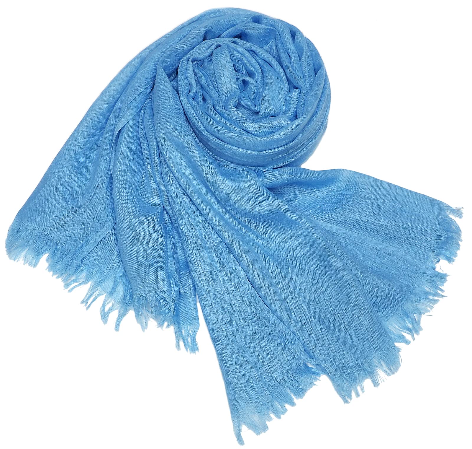 Women Summer Scarfs Cotton Lightweight Large Long Gauze Shawl Beach Wrap Plain 75”×43” Sky Blue