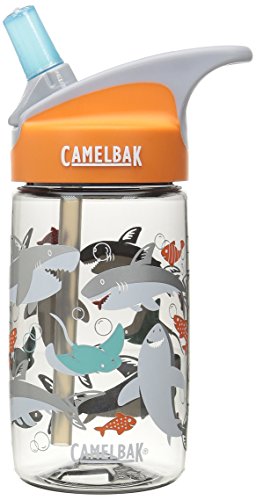 CamelBak Eddy 0.4-Liter Kids Water Bottle, 12 Ounces, Sharks, Bottle Only & eddy Kids Bite Valves, 4-Pack