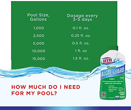 HTH 67032 Super Algae Guard Swimming Pool Algaecide Cleanser, 1 qt
