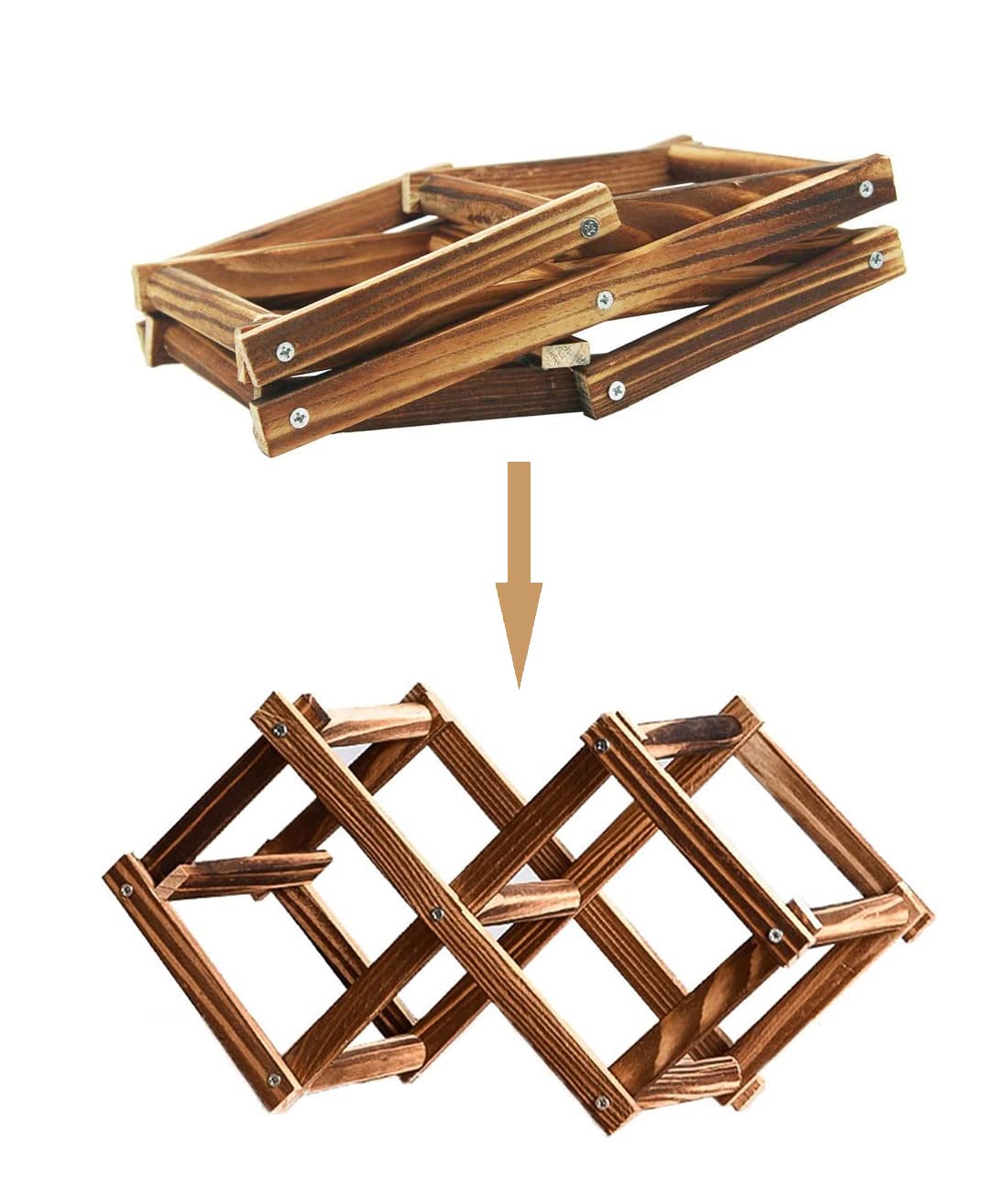 YTCYKJ Wood Wine Rack Freestanding, Wooden Stackable Countertop Wine Rack 3 Bottles Storage Holder Foldable Wine Bottle Display Shelf for Home Kitchen Bar Cabinets