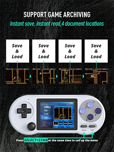 EQUITARE Handheld Game Console, Built in 6000+ Games, 3.0 Inch IPS Screen Retro Handheld Game Console, SF2000 Handheld Console Support 7 Emulators & AV Output, Ideal Gift for Kids Adults