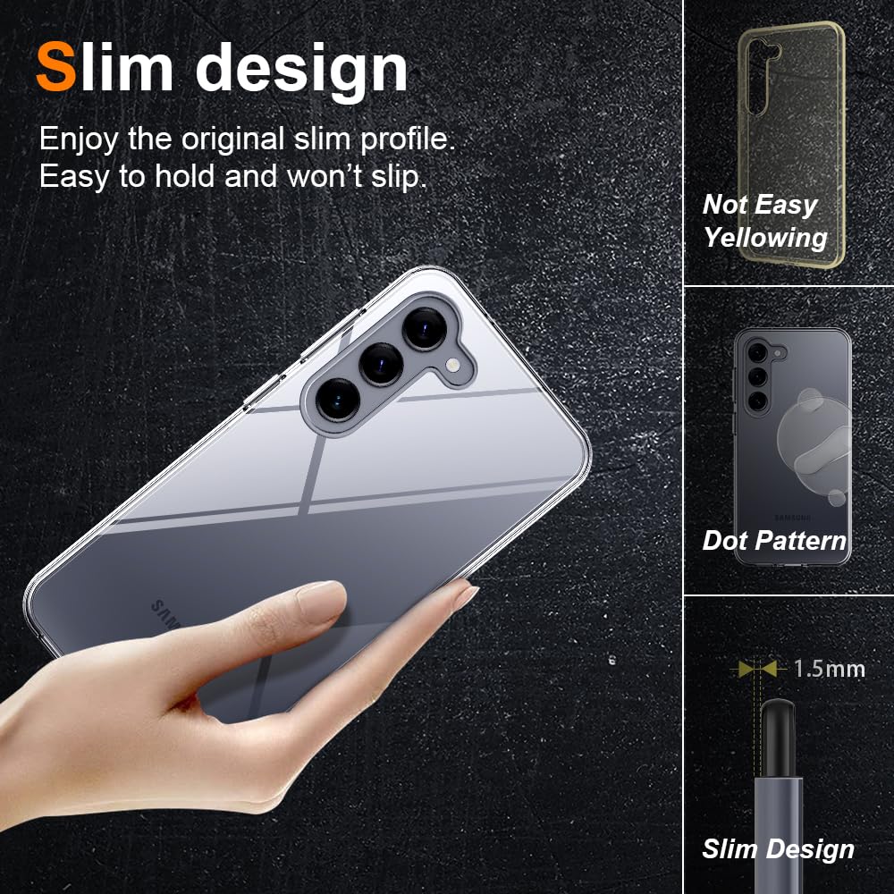 bokoo Crystal Clear Samsung Galaxy S23 Case.Soft Slim Fit Transparent Plastic TPU Protective Silicone Cover Phone Cases for Samsung Galaxy S23 [Slim Thin & Comfort Grip] [Shockproof]