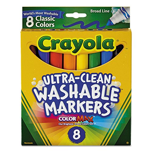Crayola Ultra-Clean Washable Markers, Broad Line, 8 Count, Classic Colors - Pack of 1