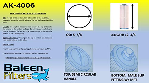 Baleen Filters 50 sq. ft. Pool Filter Replaces Unicel C-5349, Pleatco, Filbur FC-3108-Pool and Spa Filter Cartridges Model: AK-4006