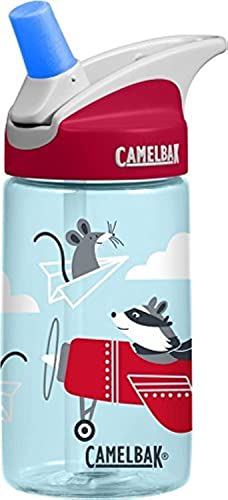 CamelBak Eddy Kids Water Bottle, Airplane Bandits.4 L & eddy Kids Bite Valves, 4-Pack