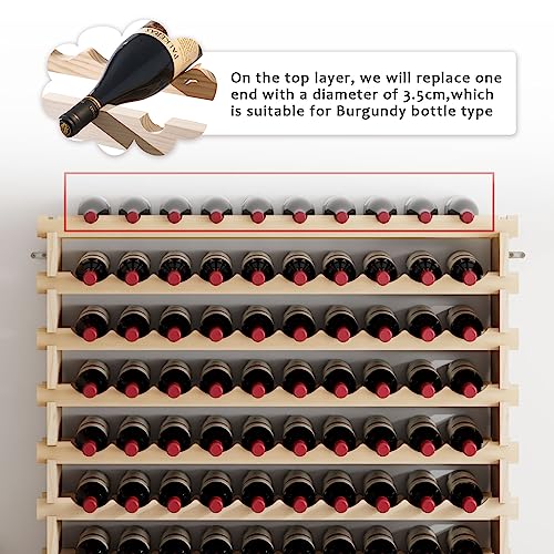 soges 120 Bottle Wine Rack, 12-Tier Stackable Wine Storage Rack, Wine Display Racks Free Standing Wine Shelf Wood Construction for Kitchen and Cellar