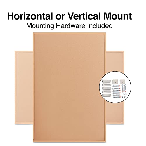 Staples 52464/28319 Standard Durable Cork Bulletin Board, Oak Frame