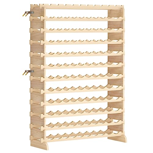 soges 120 Bottle Wine Rack, 12-Tier Stackable Wine Storage Rack, Wine Display Racks Free Standing Wine Shelf Wood Construction for Kitchen and Cellar