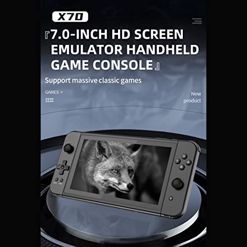 Powkiddy X70 Handheld Retro Game Console 32G 5,500+ Games, ATM7051 900 MHz, 7-Inch IPS Screen Portable Arcade Rechargeable Games Emulators for Kids and Adults (Black)