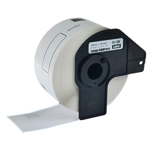 KCYMTONER 3 Rolls Compatible for Brother DK-1208 White Die Cut Large Shipping Paper Labels,1-1/2 Inches (38mm) by 90mm (3-1/2"), use in Ptouch QL-500 QL-710W QL-1050 QL-1060N Series Label Maker