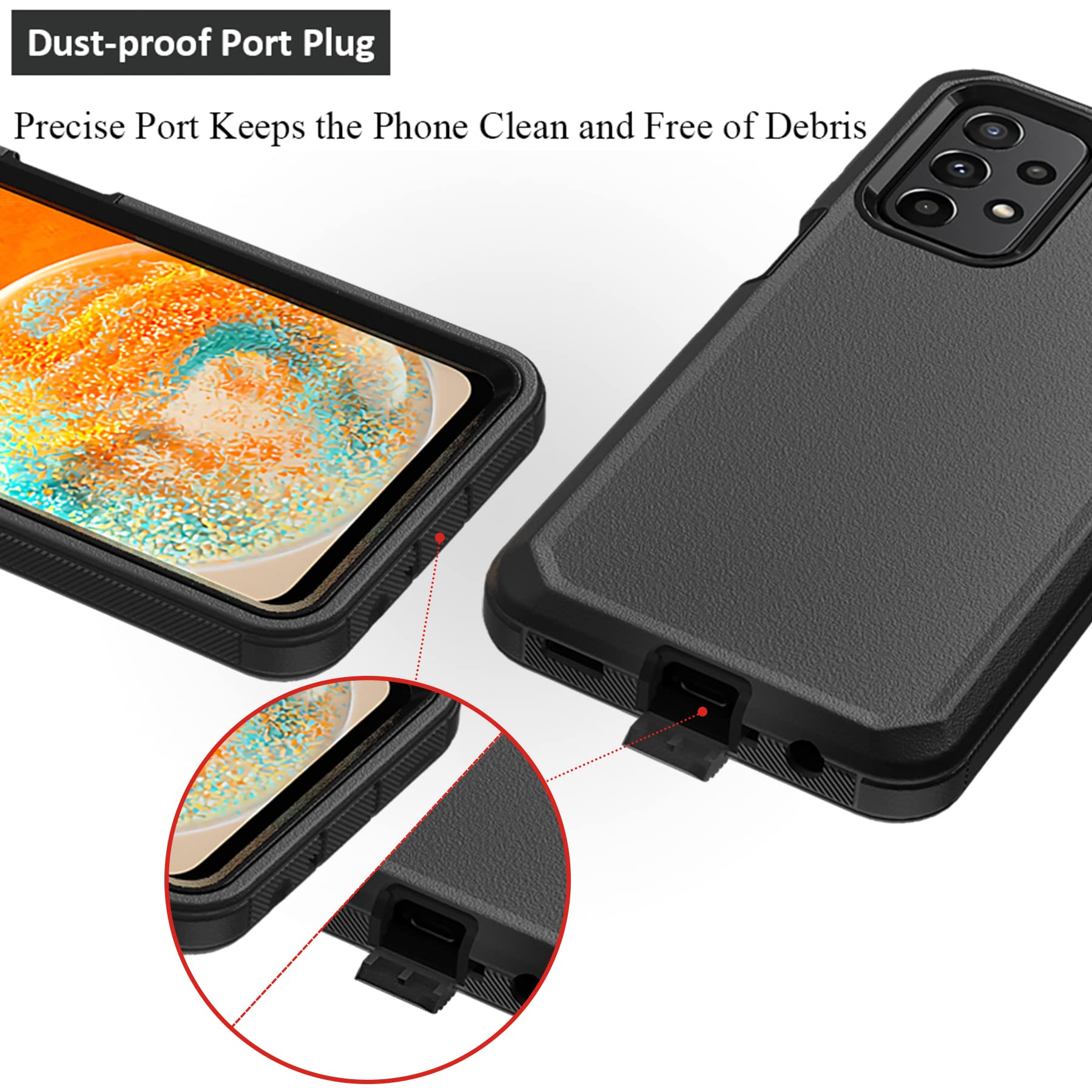 NIUBITY Rugged Phone Case for Samsung Galaxy A23 5G|4G, with Belt Clip Holster & Kickstand Heavy Duty Shockproof Protective Full Body Case Cover for Samsung Galaxy A23 5G 6.6 inch Phone (Black)