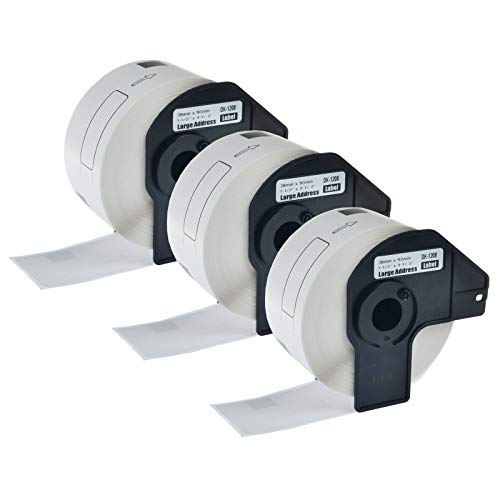 KCYMTONER 3 Rolls Compatible for Brother DK-1208 White Die Cut Large Shipping Paper Labels,1-1/2 Inches (38mm) by 90mm (3-1/2"), use in Ptouch QL-500 QL-710W QL-1050 QL-1060N Series Label Maker