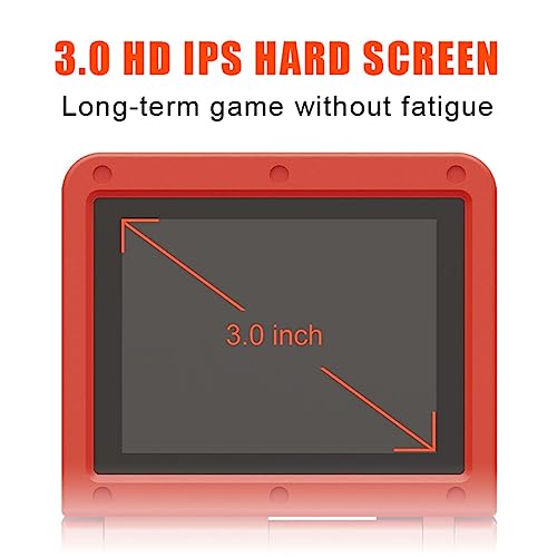 Powkiddy V90 Mini Foldable Handheld Retro Game Console 64G with 6000 Games, 3.0-inch IPS Screen Portable Arcade Rechargeable Games Emulators for Kids and Adults (Red)
