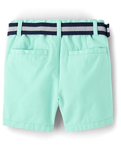 The Children's Place Baby Toddler Boys Belted Chino Shorts, Aqua, 12-18 Months
