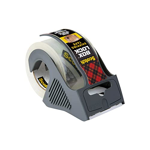 Scotch Box Lock Packaging Tape, 1 Roll with Dispenser, 1.88 in x 800 in, Extreme Grip, Sticks Instantly to Any Box (195)