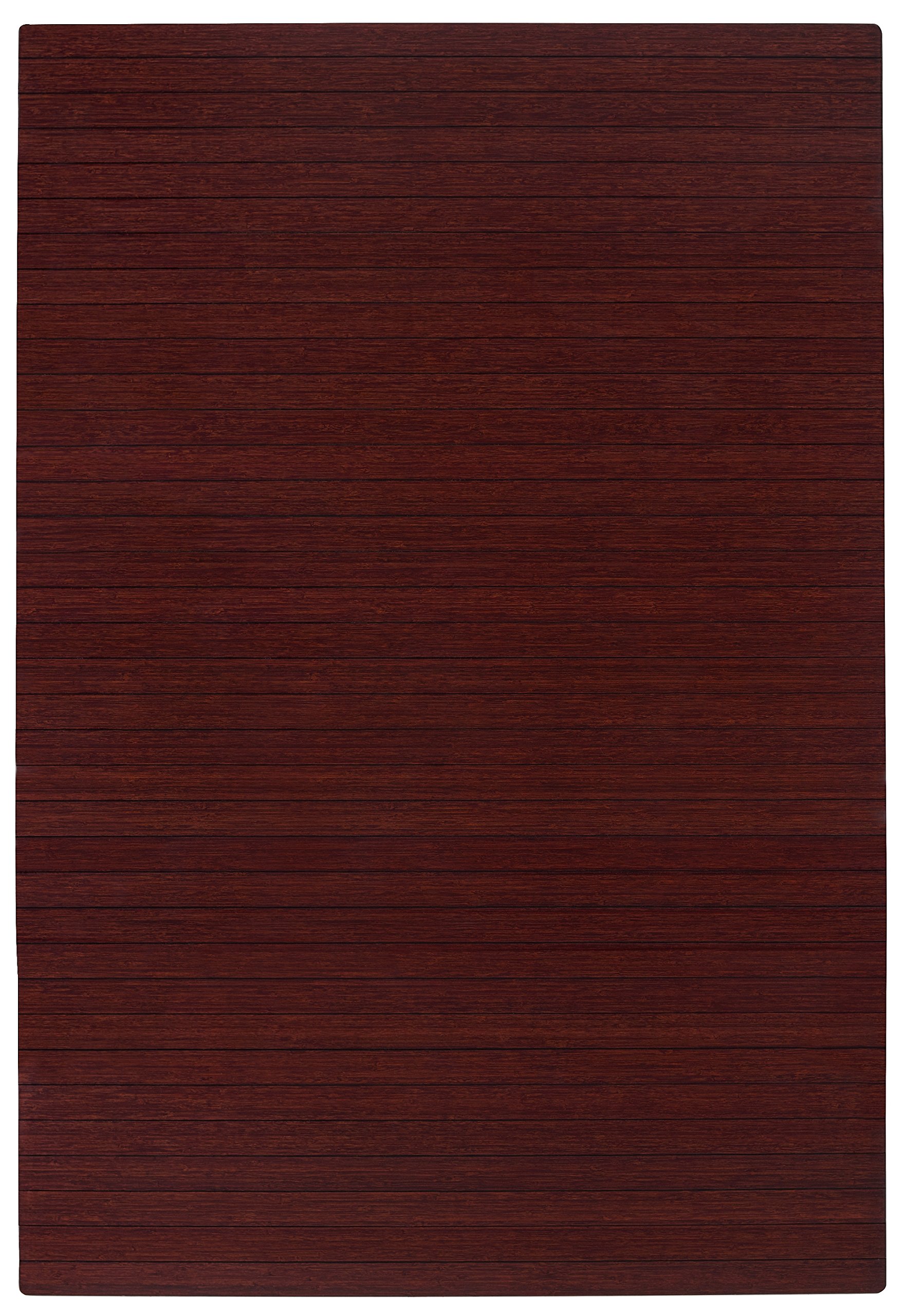 Anji Mountain Bamboo Roll-Up Chair Mat Without Lip, Dark Cherry, 48 x 72", 5mm Thick