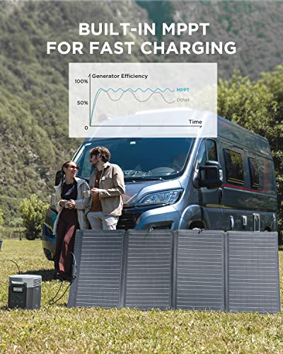 EF ECOFLOW Solar Generator DELTA 1260Wh with 160W Solar Panel, 6 X 1800W (3300W Surge) AC Outlets, Portable Power Station for Outdoors Camping RV High-Power Appliances Emergency