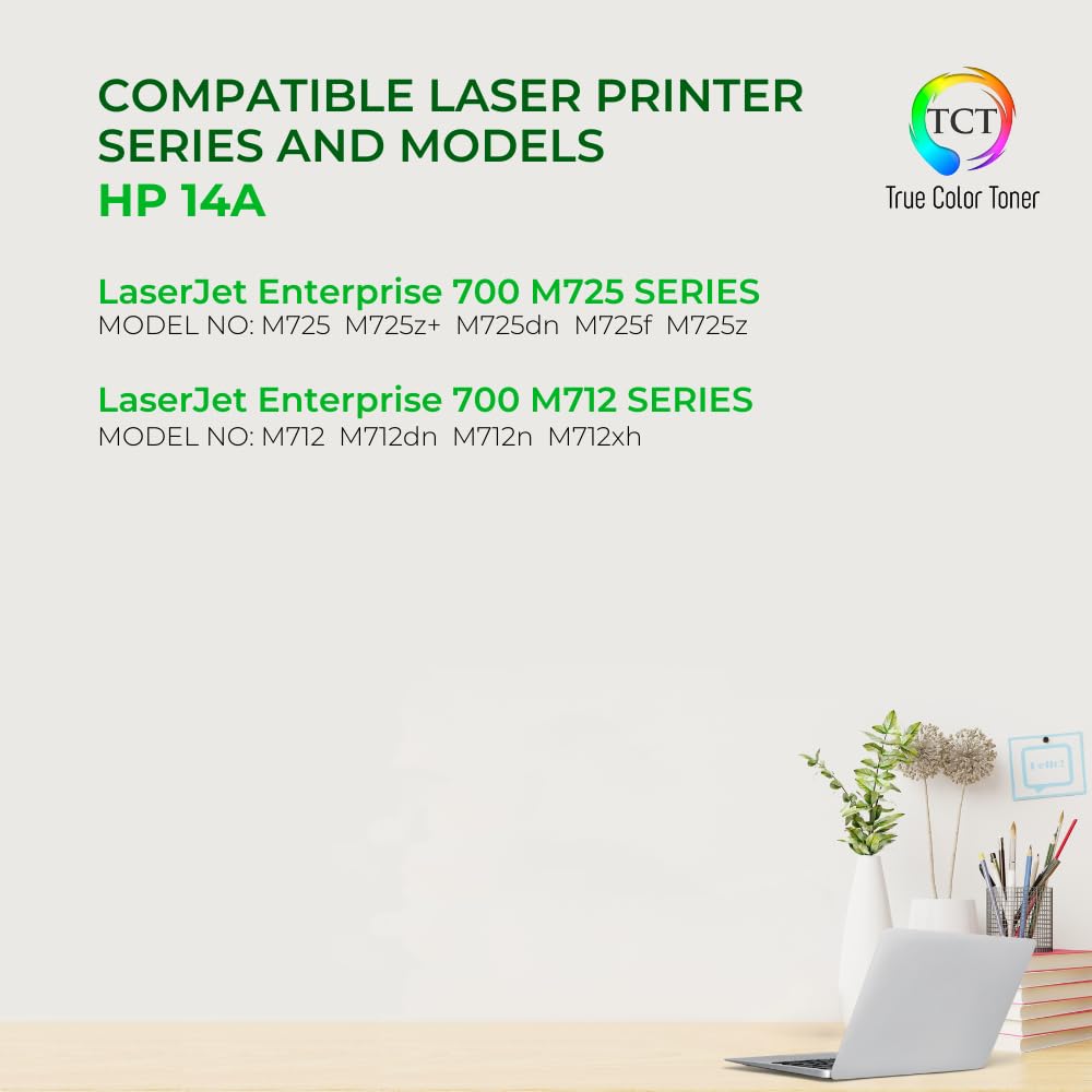 TCT 14A Toner Cartridge 2 Pack - Premium Compatible Replacement for HP 14A CF214A Black Works With HP LaserJet Enterprise 700 M712DN M712N M712XH, M725Z+ MFP M725DN M725F M725Z Printers (10,000 Pages)
