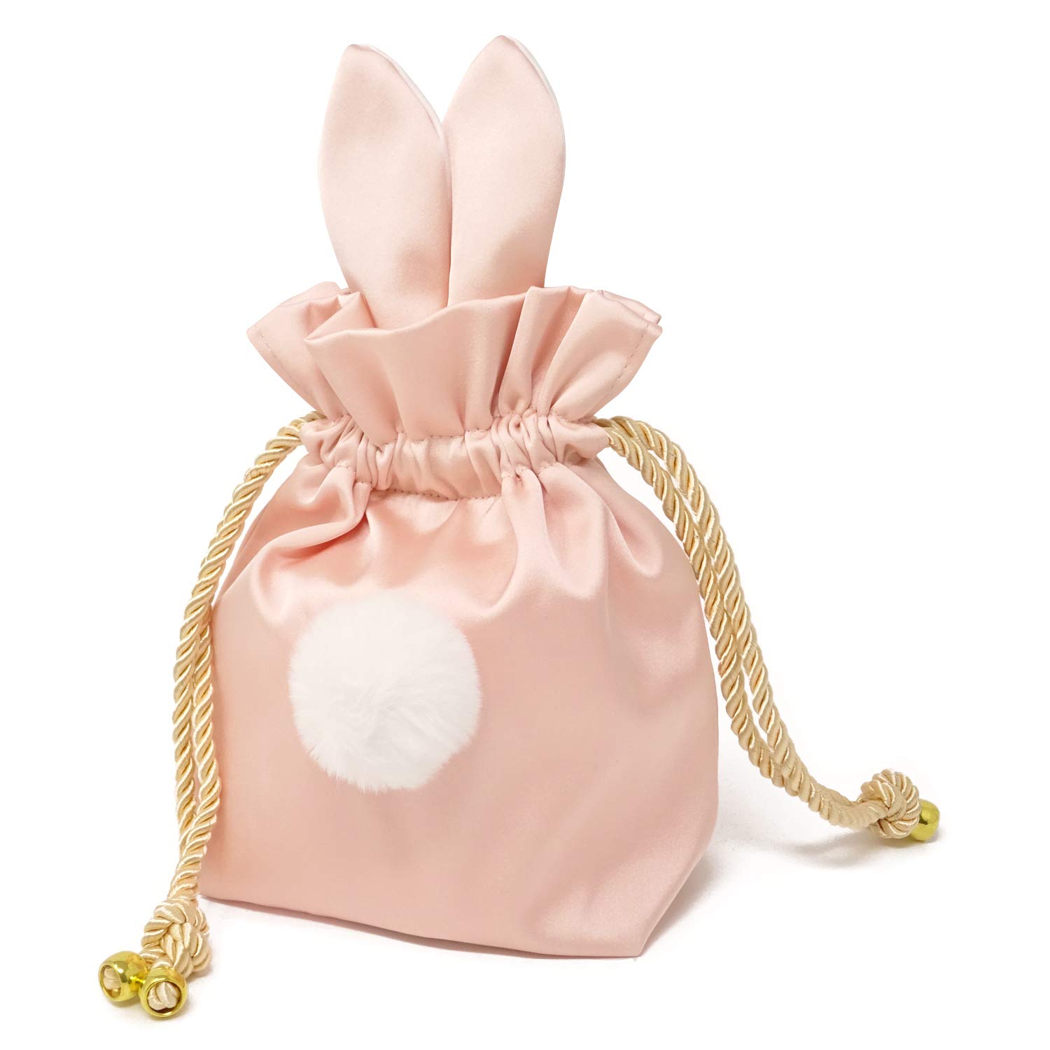 Honbay Drawstring Silk Bag Cosmetic Pouch Jewelry Bag Gift Wrapping Bag with Cute Rabbit Ear (Pink)