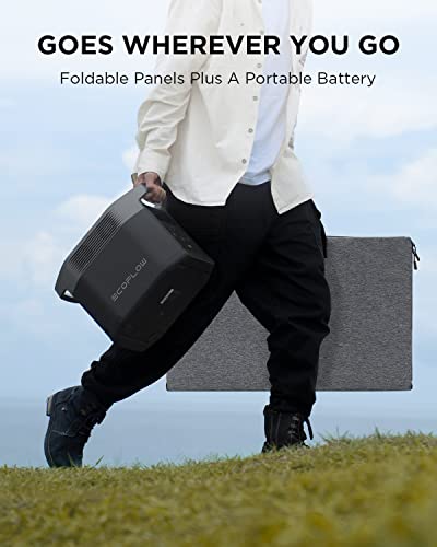 EF ECOFLOW Solar Generator DELTA 1260Wh with 160W Solar Panel, 6 X 1800W (3300W Surge) AC Outlets, Portable Power Station for Outdoors Camping RV High-Power Appliances Emergency
