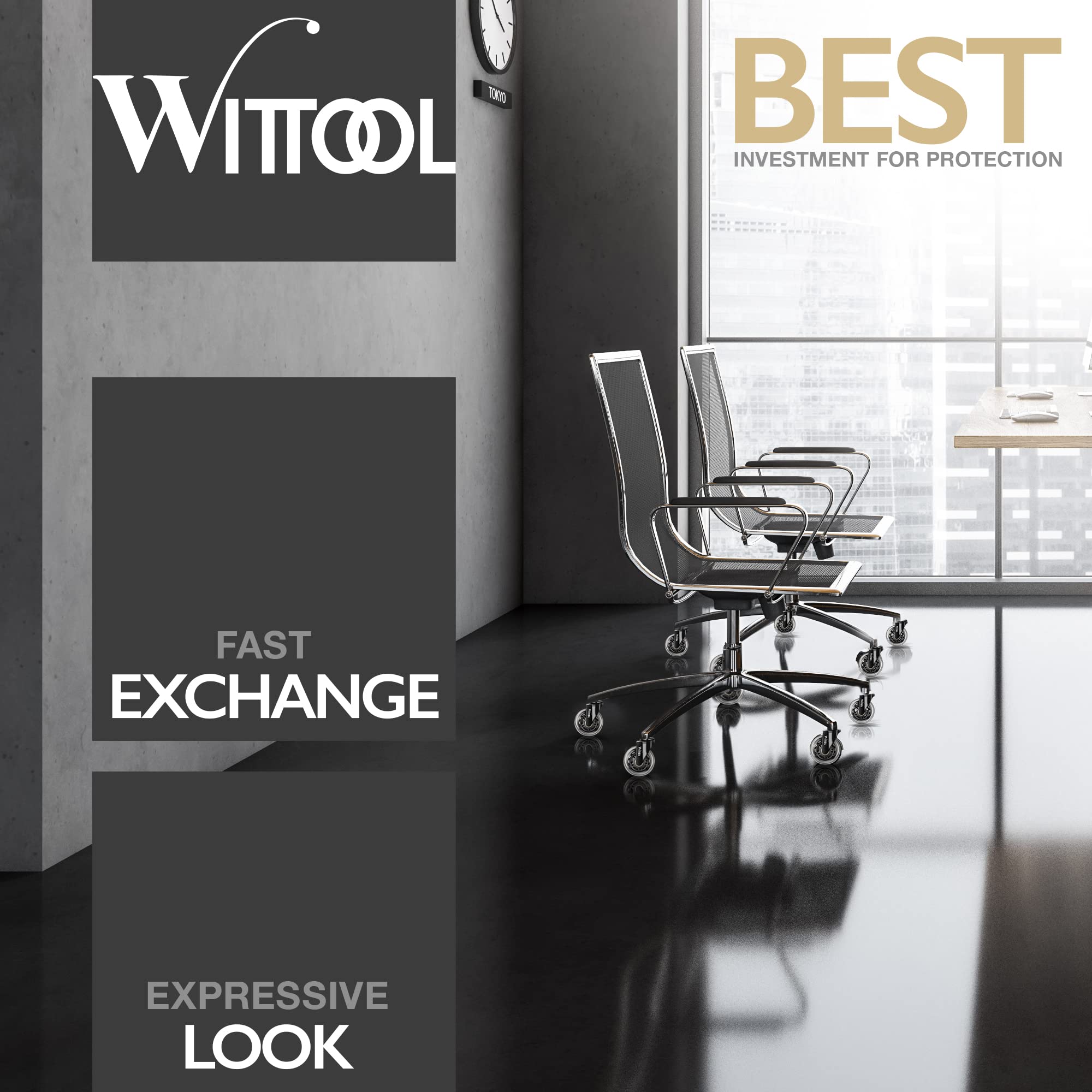 Wittool Office Chair Wheels - Set of 5 Smooth Gliding Caster Wheels - Heavy Duty Up to 291 Pounds - Office Chair Casters Replacement - Computer Chair Wheels - Universal Fit - for All Floors