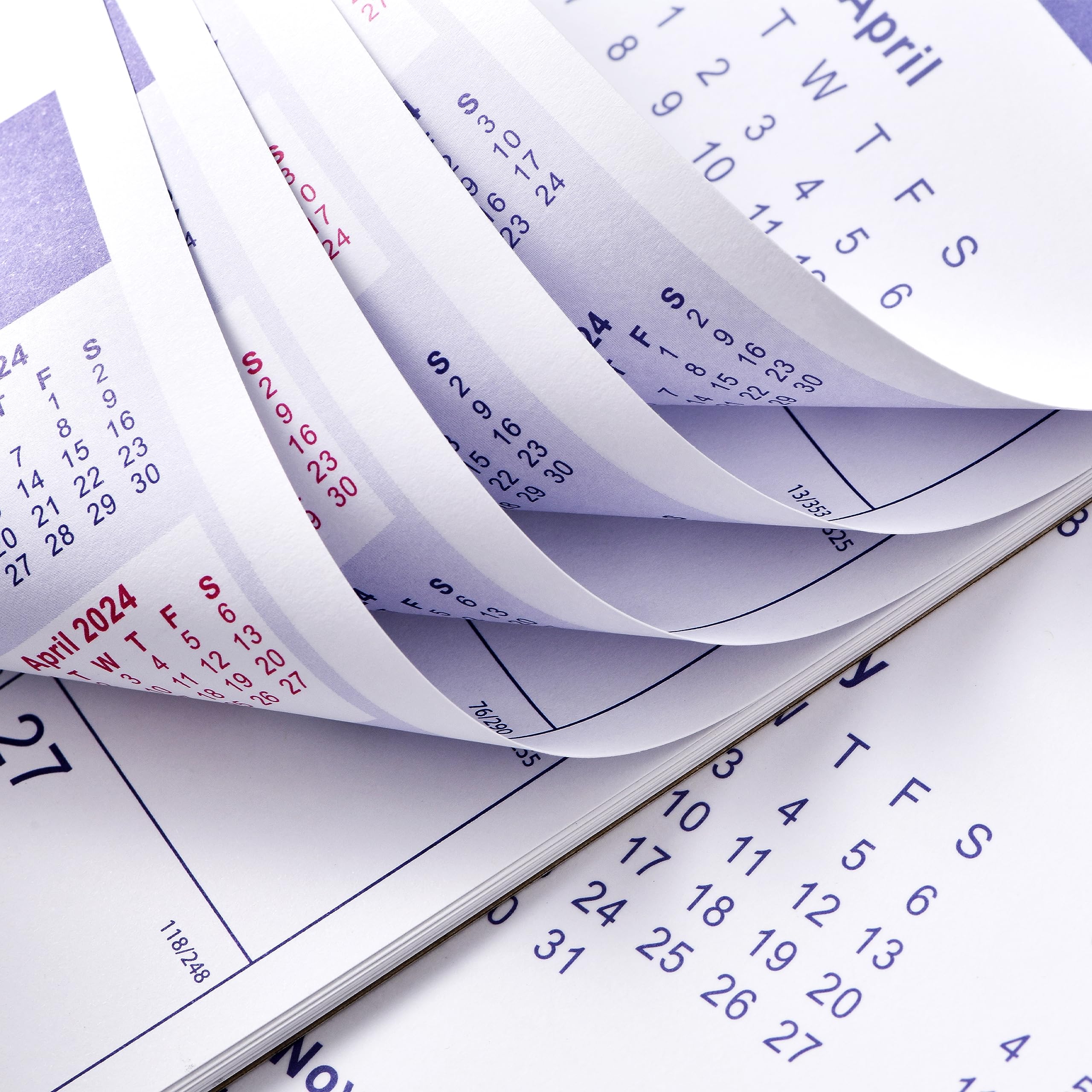 2024 Calendar - 2024 Wall Calendar, JAN. 2024 - DEC. 2024, 11" x 8.5", 12 Monthly Calendar 2024 with Twin-Wire Binding + Hanging Hook + Unuled Blocks with Julian Dates - Purple