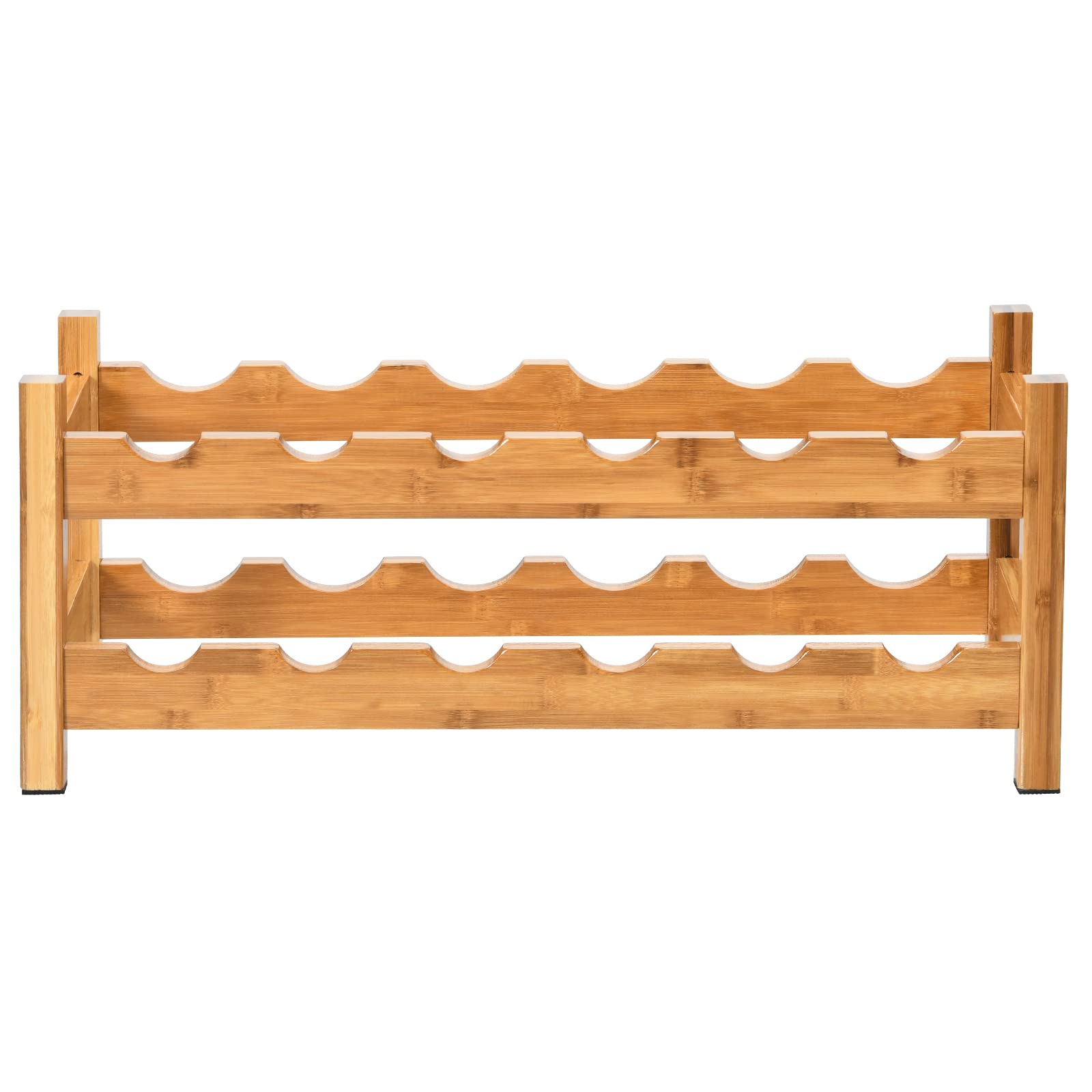 COSTWAY Wine Rack, Bamboo 12 Bottles 2-Tier Wine Display Rack for Countertop Home Kitchen Pantry, Free Standing Wine Storage, Rack Tabletop Wine Rack (Bamboo)