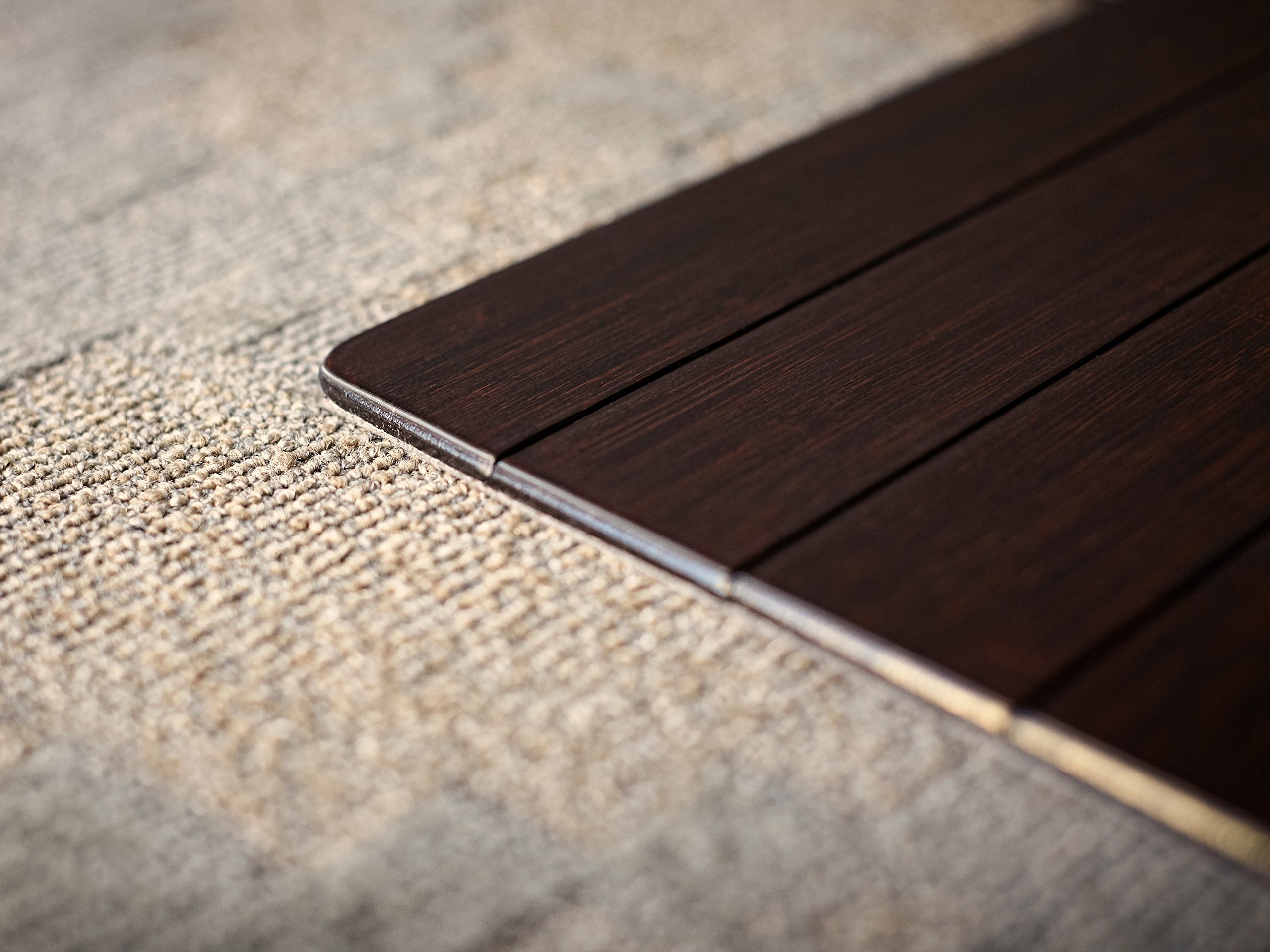 Anji Mountain Bamboo Roll-Up Chair Mat Without Lip, Dark Cherry, 48 x 72", 5mm Thick