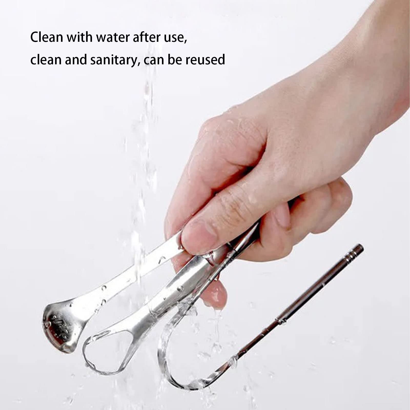 Yiwafu 2 Pack Tongue Scraper,Stainless Steel Tongue Cleaners,Tongue Scraper for Adults, Reduce Bad Breath and Fresh Breath(Silver)