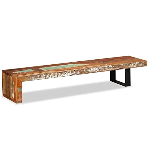 vidaXL Solid Wood TV Stand Adjustable Rustic Shelf Unit Riser Console Table