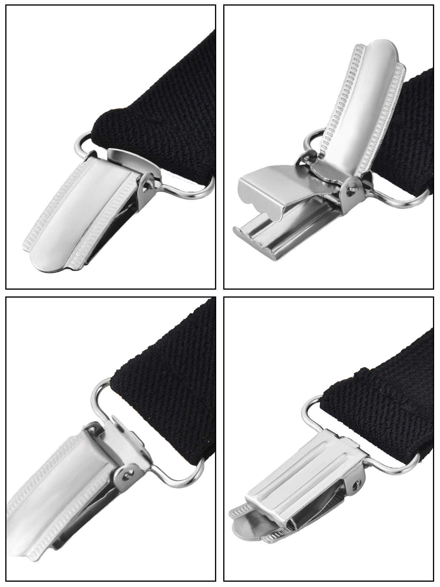CHENGU 4 Pieces Strong Stainless Steel Mitten Clips Elastic Gloves Caps Clips for Baby and Kids, Black, 13.5 cm/ 5.3 inches