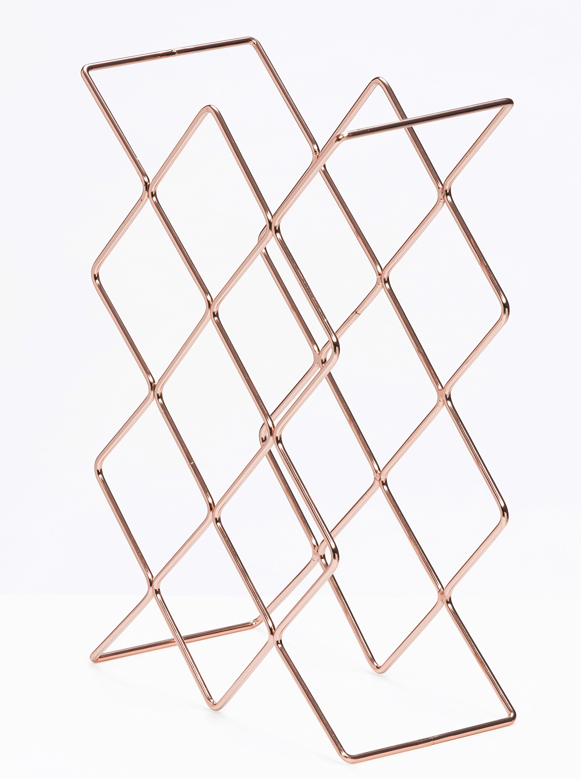Mango Steam Elegant 10 Bottle Wine Rack Holder for Countertop and Fridge Storage - Rose Gold