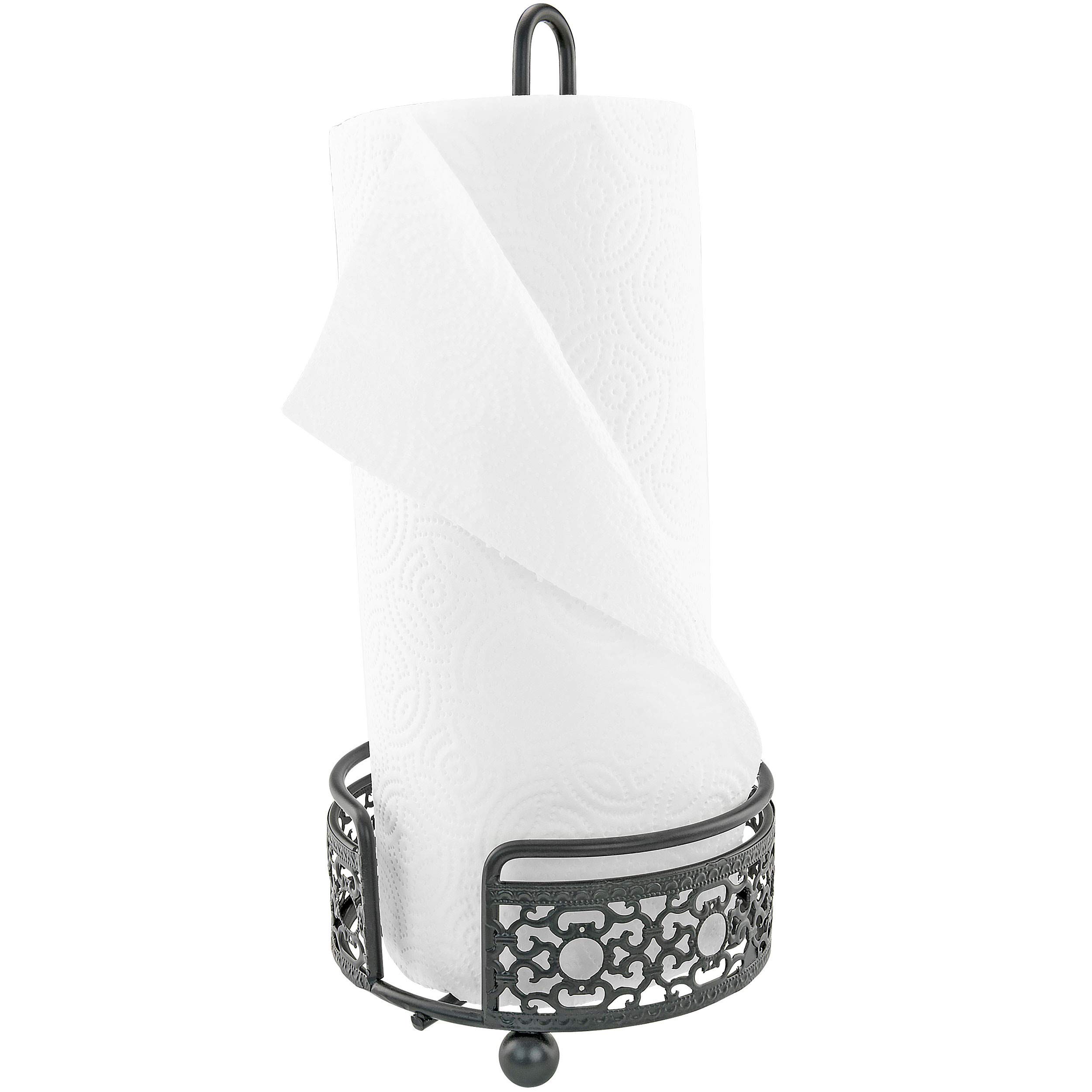 Southern Homewares Countertop Paper Towel Holder or Dispenser Patterned Metal Black Rustic Victorian like Wrought Iron