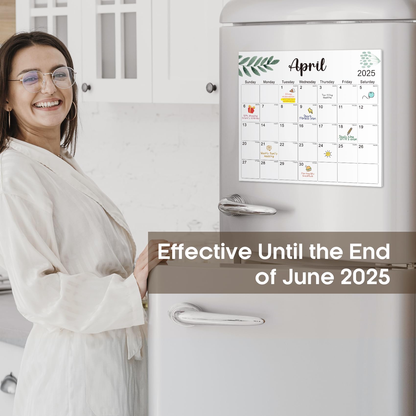 Aesthetic Magnetic Calendar For Refrigerator, Fridge Calendar Runs From January 2024 Until June 2025, 18 Monthly Refrigerator Calendar With Greenery Designs for Easy Organizing - Nature