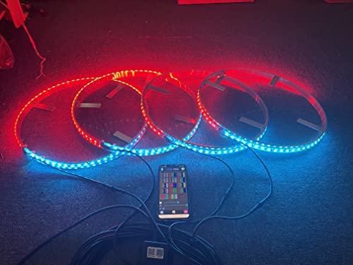 Sando Tech Dream Chasing Colors Flow 15.5ββ LED Wheel Ring Lights Rim Lights Tire Lights Blue-Tooth App Controlled 4 Lights
