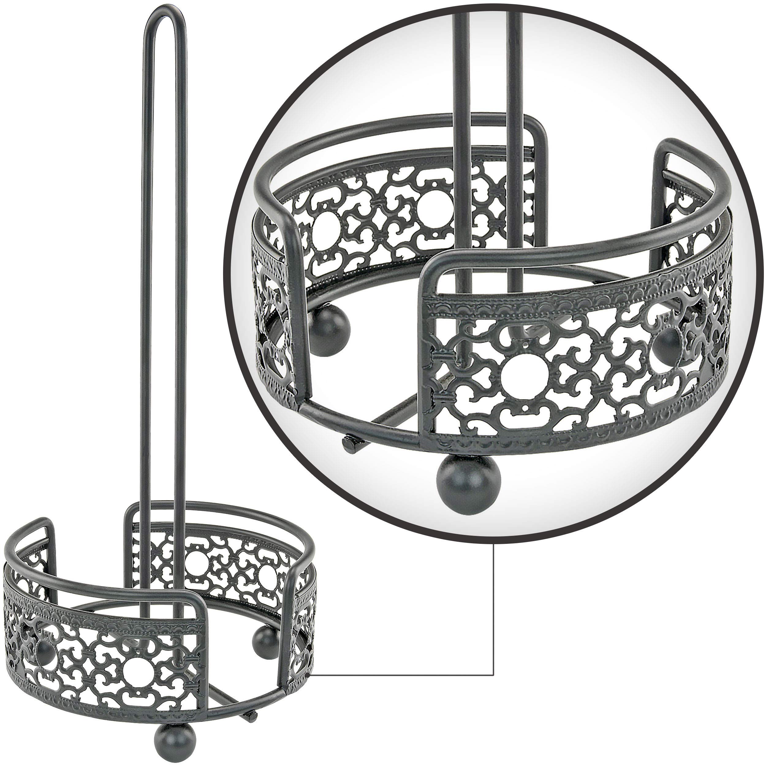 Southern Homewares Countertop Paper Towel Holder or Dispenser Patterned Metal Black Rustic Victorian like Wrought Iron