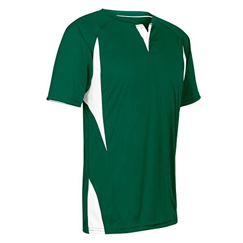 CHAMPRO Boys' Wild Card 2 Button Youth Baseball/Softball Jersey, Forest Green,White, X-Large