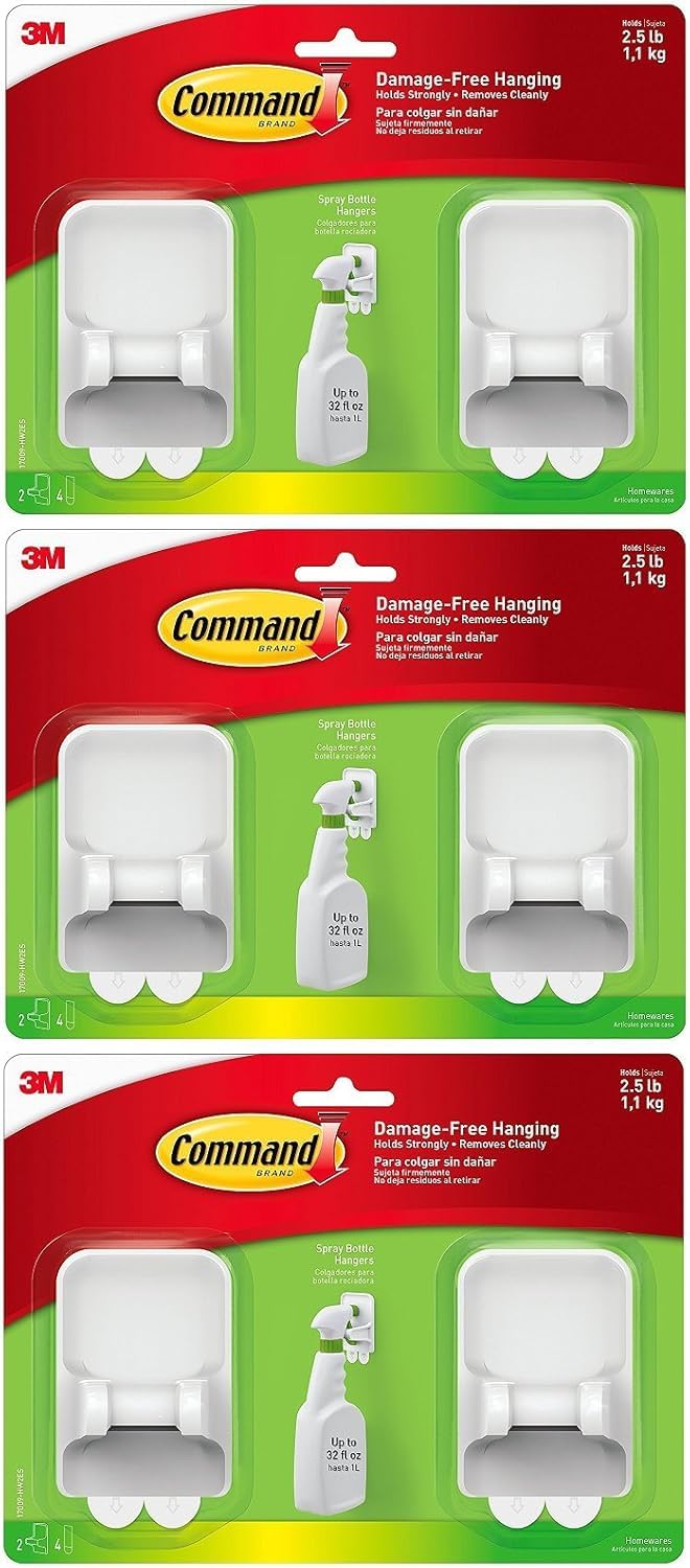 Command Spray Bottle Hangers Value Pack, 2-Hangers, 4-Large Strips (17009-HW2ES) (3)