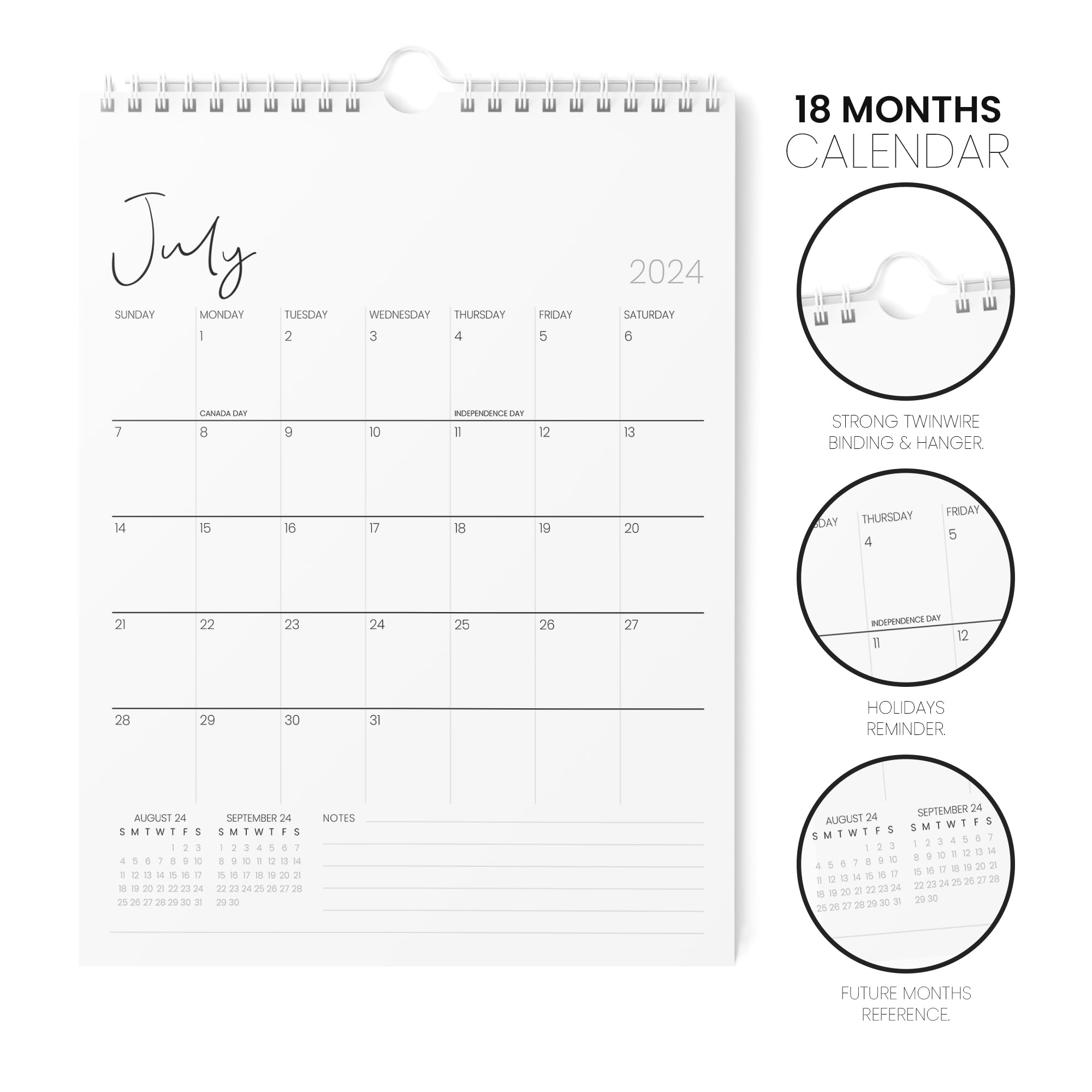 Karto Wall Calendar 2024-2025 - Vertical 8.5x11 inch Runs Until December 2025 - Boost Your Productivity and Easy Planning with the Aesthetic Monthly Calendar - Cursive