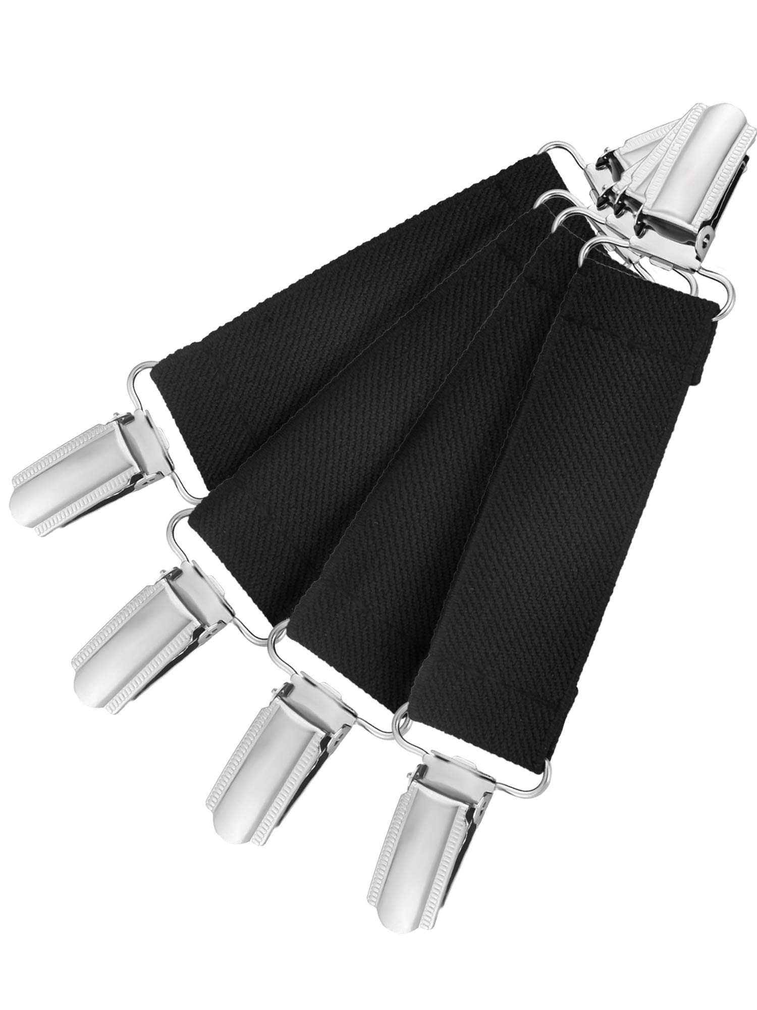CHENGU 4 Pieces Strong Stainless Steel Mitten Clips Elastic Gloves Caps Clips for Baby and Kids, Black, 13.5 cm/ 5.3 inches