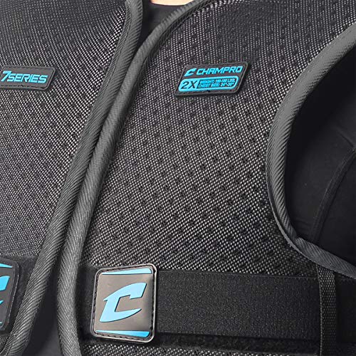 CHAMPRO 7-Series Football Shoulder Pad, Black, Blue, xx-Small (FSP7040)